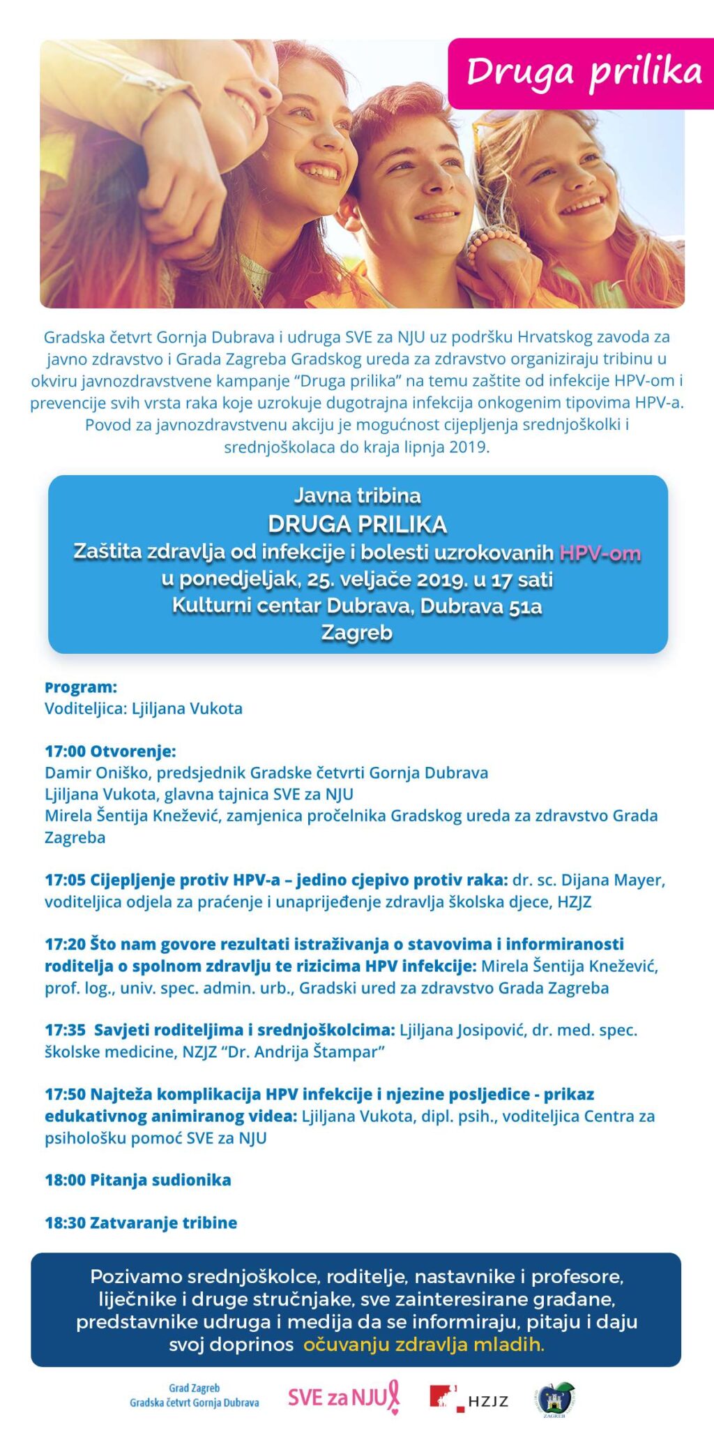Javna tribina “DRUGA PRILIKA” – zaštita od infekcije HPV-om, Zagreb – Dubrava | Hrvatski zavod ...